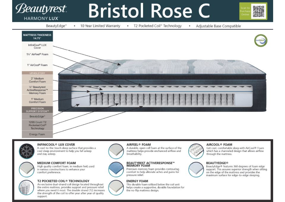 Bristol Rose C Mattress Queen 6885